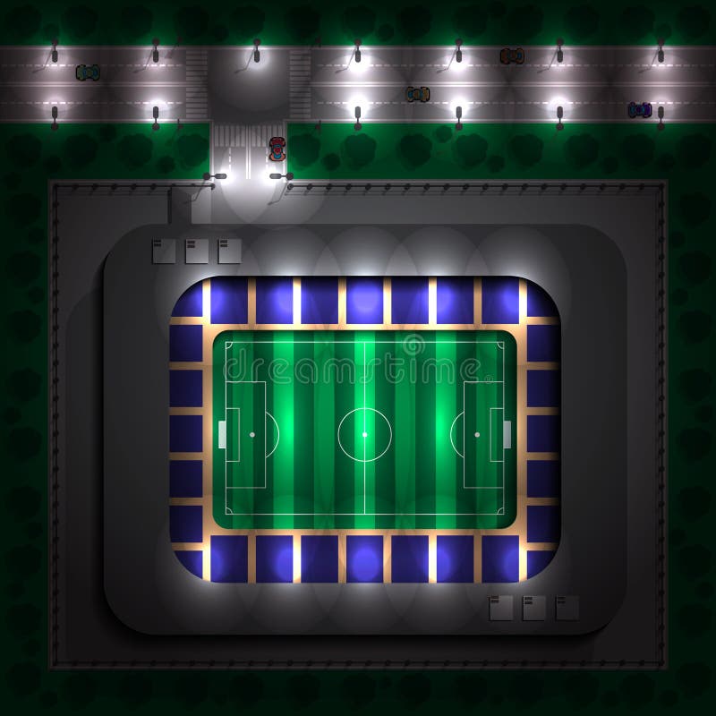 Map of the Night Stadium with a Football Field. Stock Vector ...