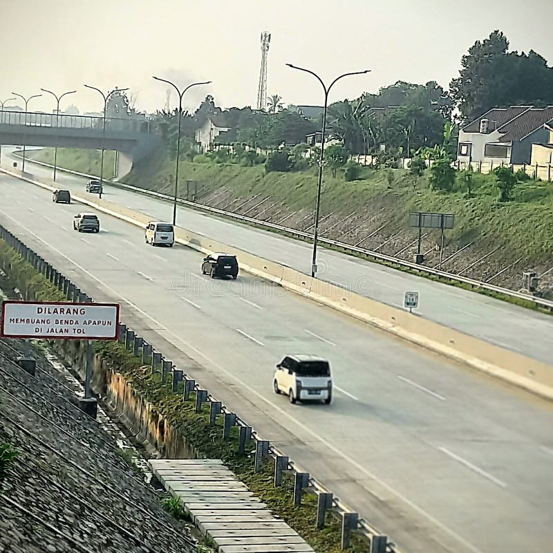 View from Above of Vehicle Traffic Passing through the Freeway Stock ...