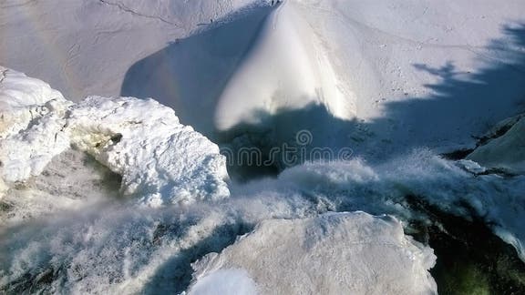 View from Above of a Waterfall in Winter Stock Image - Image of height ...