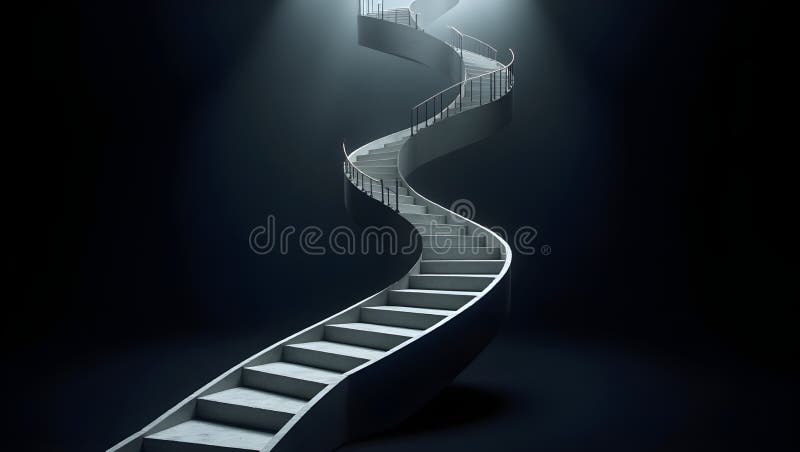 An Abstract Spiral Staircase Floating in an Infinite, Empty Space Stock ...
