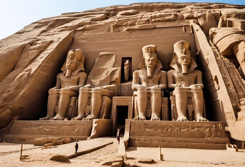 A View of the Abu Simbel Monument Stock Illustration - Illustration of ...