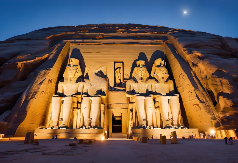 A View of the Abu Simbel Monument Stock Illustration - Illustration of ...