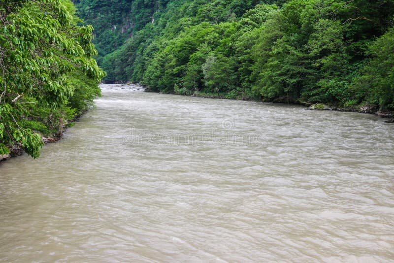 View of Acharistskali River in Caucasus Mountains, Adjara, Georgia ...