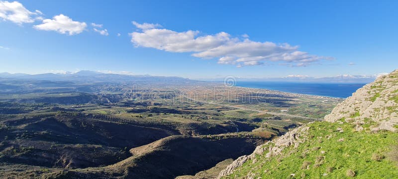 View from the Acrocorinth the Acropolis of Ancient Corinth Stock Photo ...