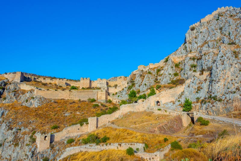 View of Acrocorinth Castle in Greece Stock Photo - Image of corinth ...