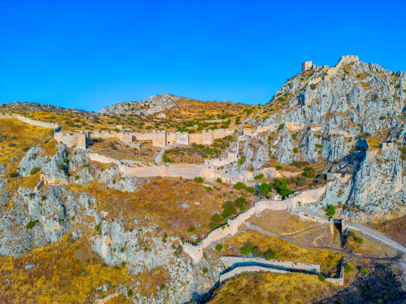 View of Acrocorinth Castle in Greece Stock Image - Image of hiking ...