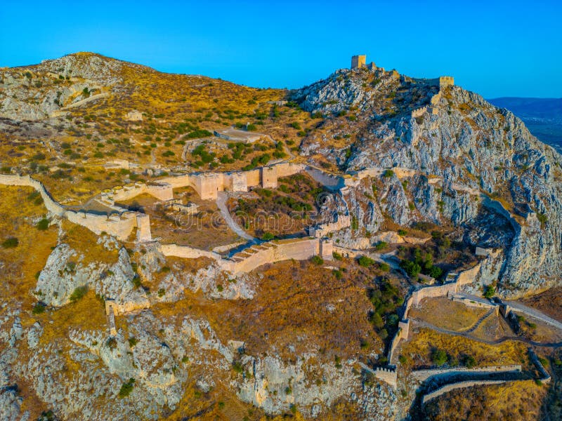 View of Acrocorinth Castle in Greece Stock Image - Image of attraction ...