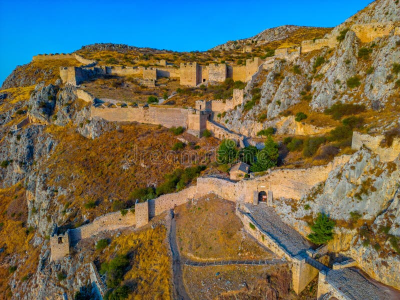 View of Acrocorinth Castle in Greece Stock Photo - Image of corinth ...