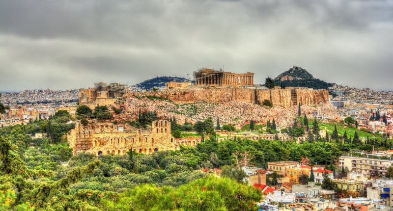 View of the Acropolis of Athens Stock Photo - Image of building, famous ...
