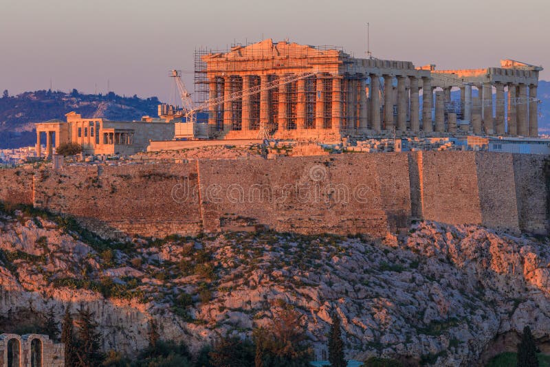 Acropolis at sunset stock photo. Image of greek, international - 13955734