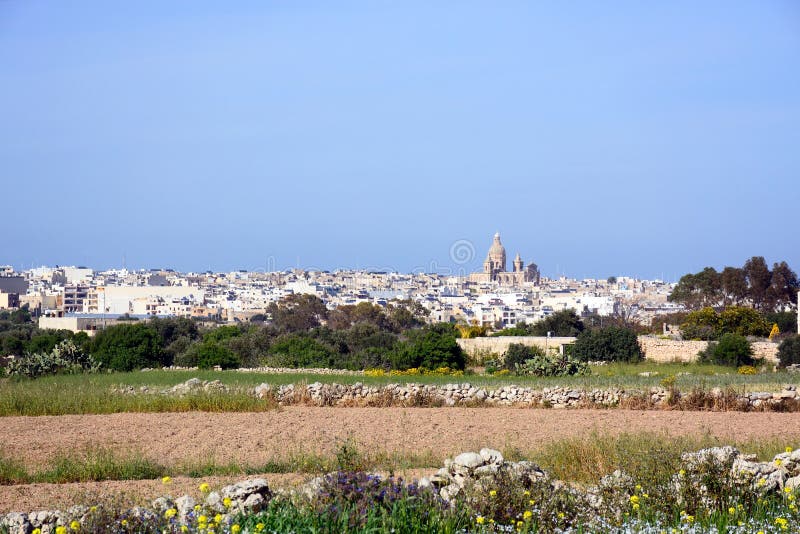View of Siggiewi and Fields, Malta. Stock Image - Image of agriculture ...