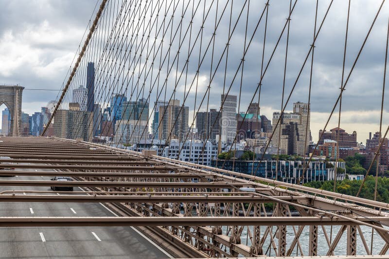 A View Across the Upper Section of the Brooklyn Bridge Towards ...