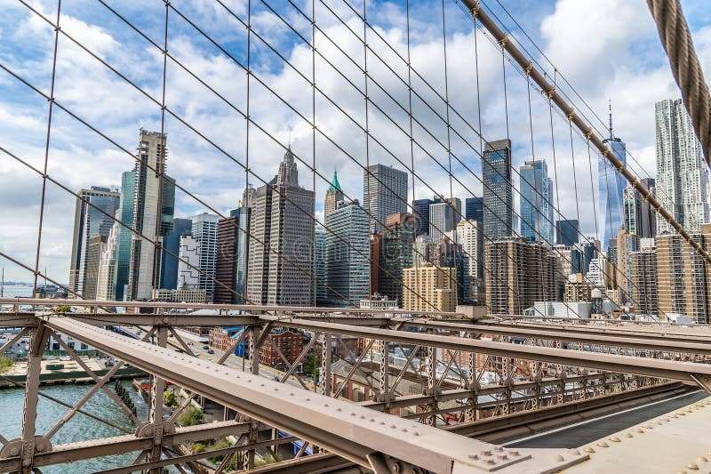 A View Across the Upper Section of the Brooklyn Bridge Towards the ...