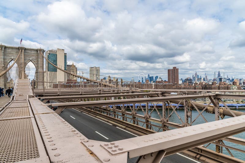 A View Across the Upper Section of the Brooklyn Bridge Towards Brooklyn ...