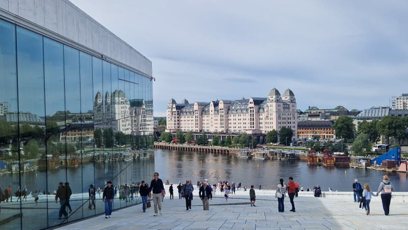 View Across the Water and Reflections from Oslo Opera House Editorial ...