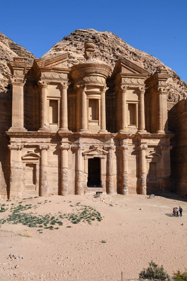 View at Ad Deir Monastery of Petra on Jordan Stock Image - Image of ...