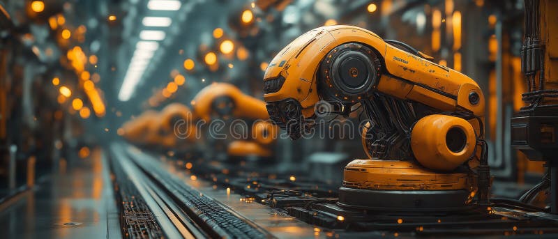 Automated Assembly Line Futuristic Robots Engaged Stock Photos - Free ...