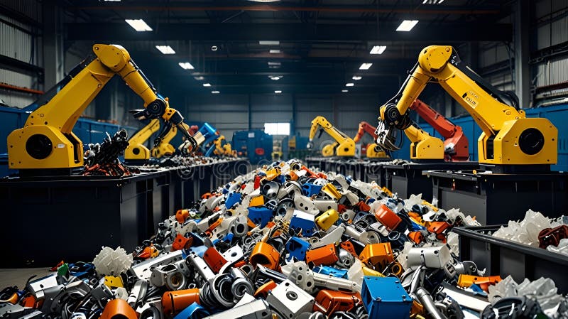 Advanced Robotic Arms Sorting Waste in a High-tech, Clean Recycling ...