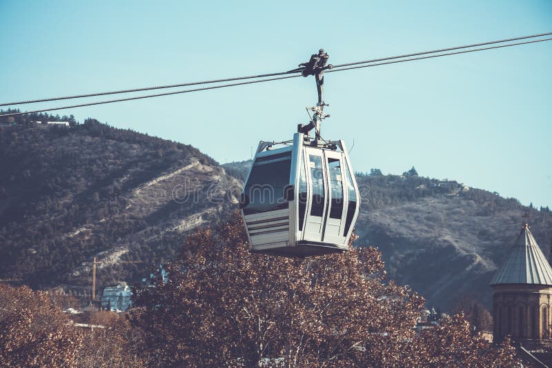 View at Aerial Cable Car in Tbilisi, Georgia. Stock Image - Image of ...