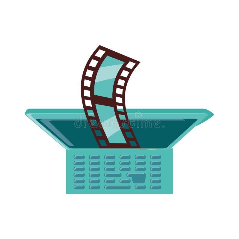 View Aerial of Laptop with Video Tape Stock Vector - Illustration of ...