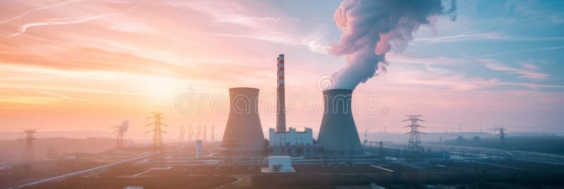 View from Afar of a Nuclear Power Plant, Operating Nuclear Reactors ...