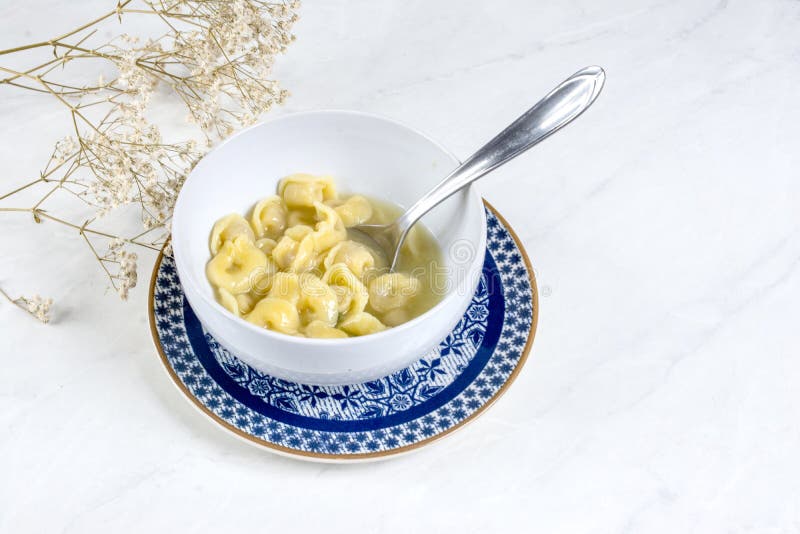 View of an Agnoline Soup Dish with Stock Photo - Image of chef ...