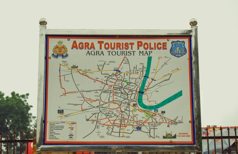 View of Agra Tourist Map in Agra, India Editorial Image - Image of ...