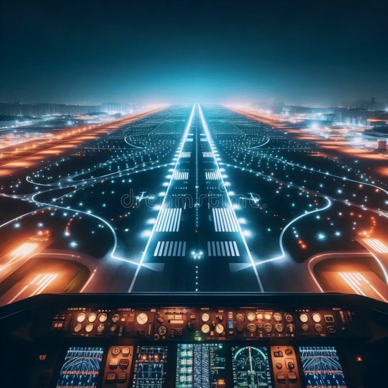 A View from the Air Traffic Control Tower at Night, Ai Generated Image ...