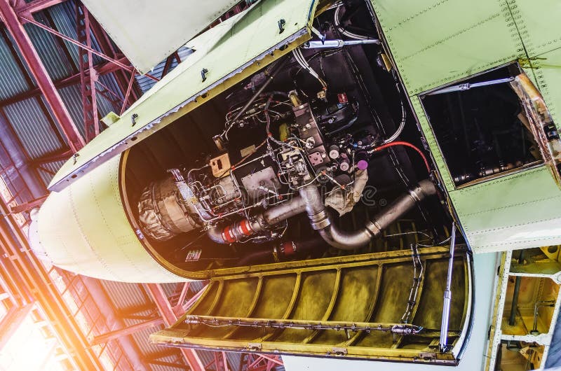 Disassembled Airplane for Repair and Modernization in Jet Hangar ...