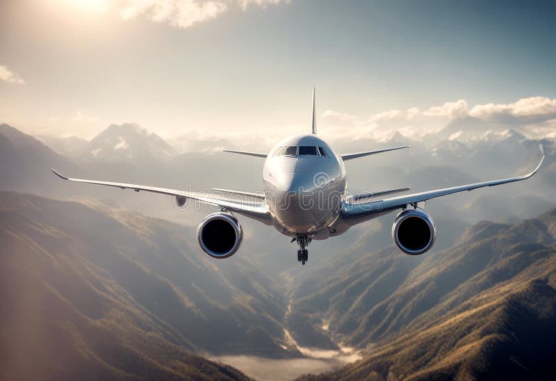 View Airliner Background Mountains Perspective Flight Jet Stock ...