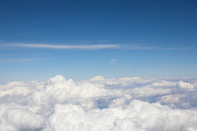 View from the Airliner of Clouds and the Blue Sky Above with Nothing ...