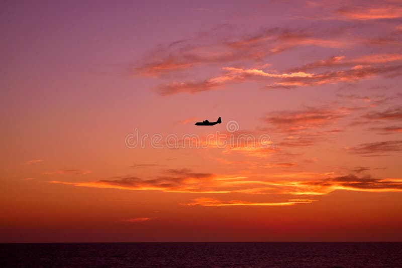View of an Airplane Flying at Sunset Light Stock Image - Image of high ...
