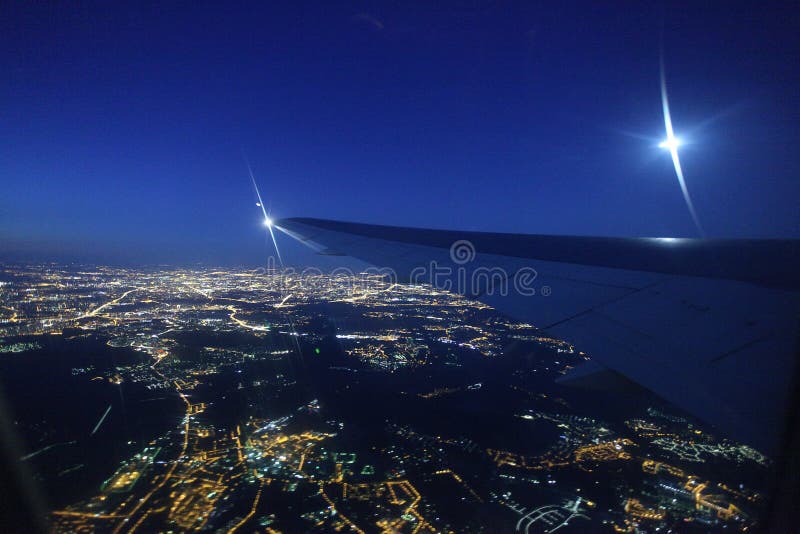 View from the airplane stock photo. Image of night, light - 66567946