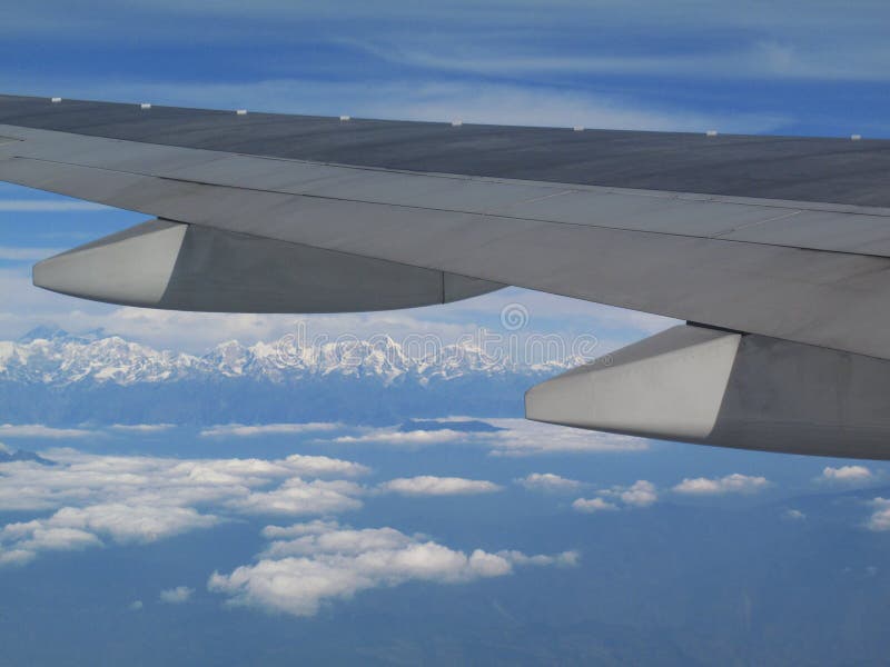 View from Airplane Over Mountain Everest Stock Image - Image of blue ...