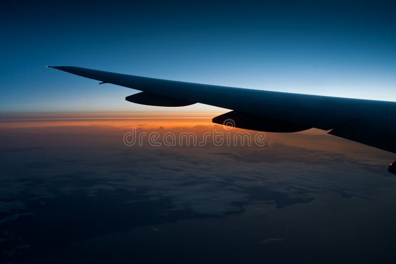 View from Airplane Window at Night Stock Image - Image of clouds ...