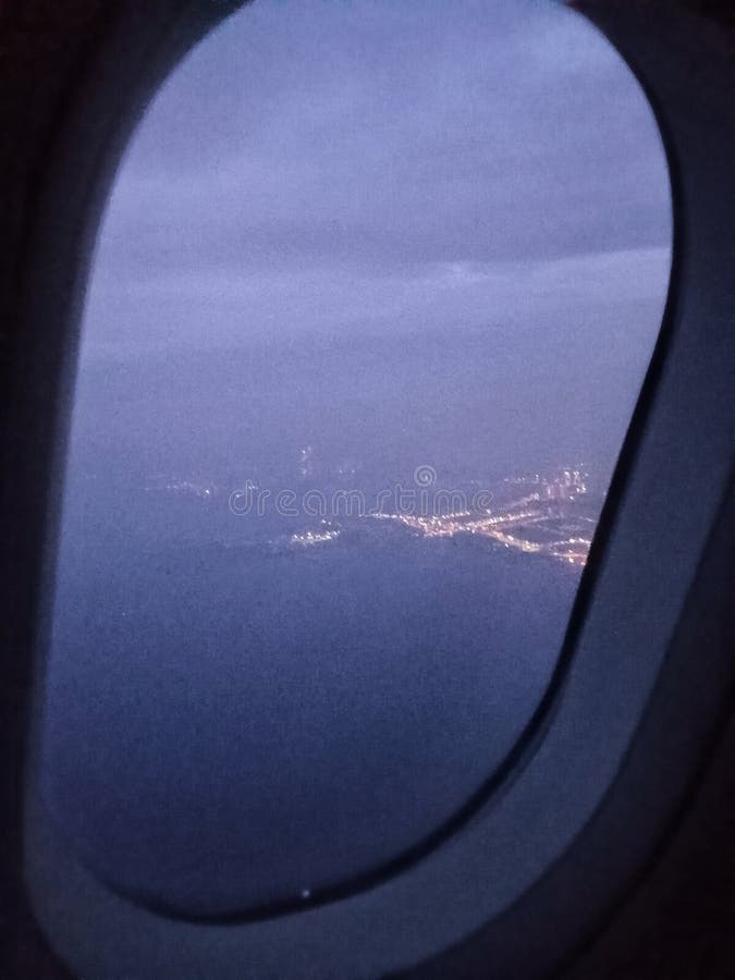View from Airplane Window at Night. Stock Image - Image of night, wind ...