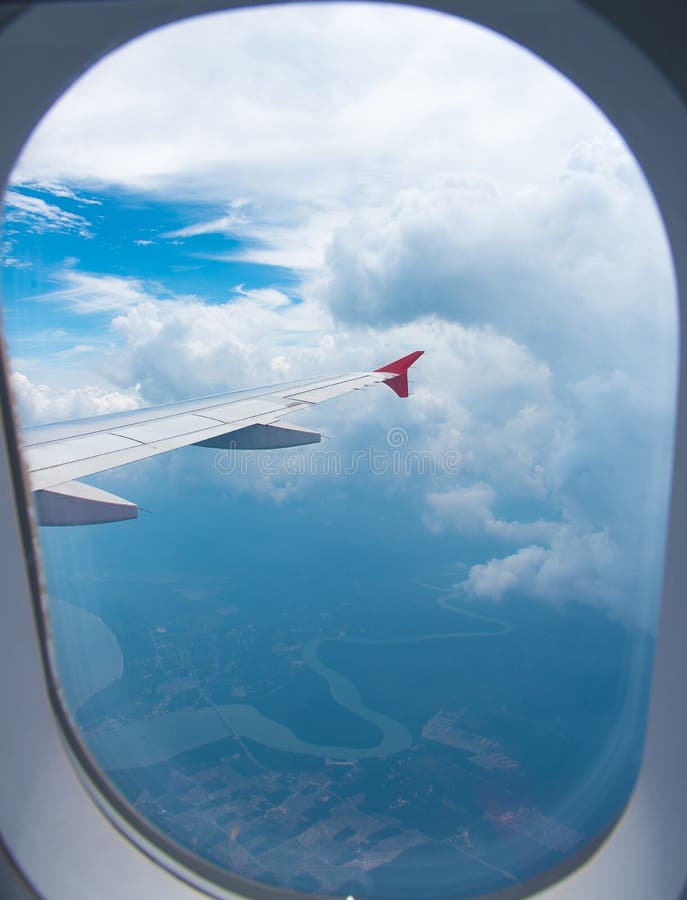 View through Airplane Window Stock Photo - Image of vacation, travel ...