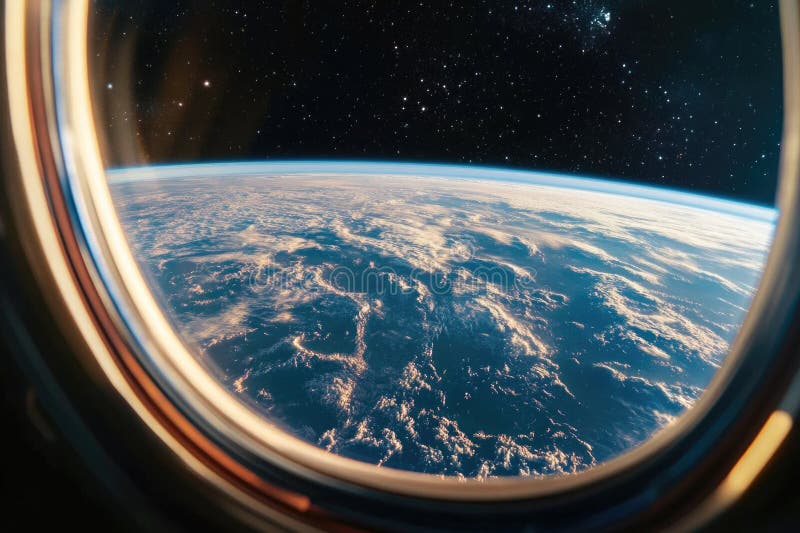 View from Airplane Window Showing the Curvature of the Earth, with ...