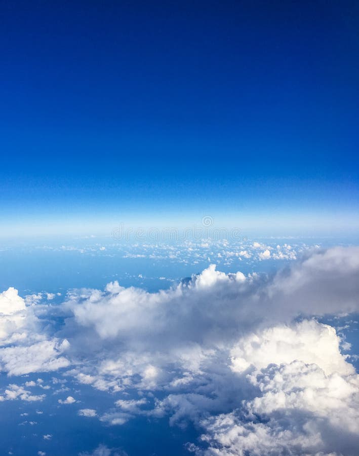 View from the Airplane Window, Sky and Ocean Blue Stock Photo - Image ...