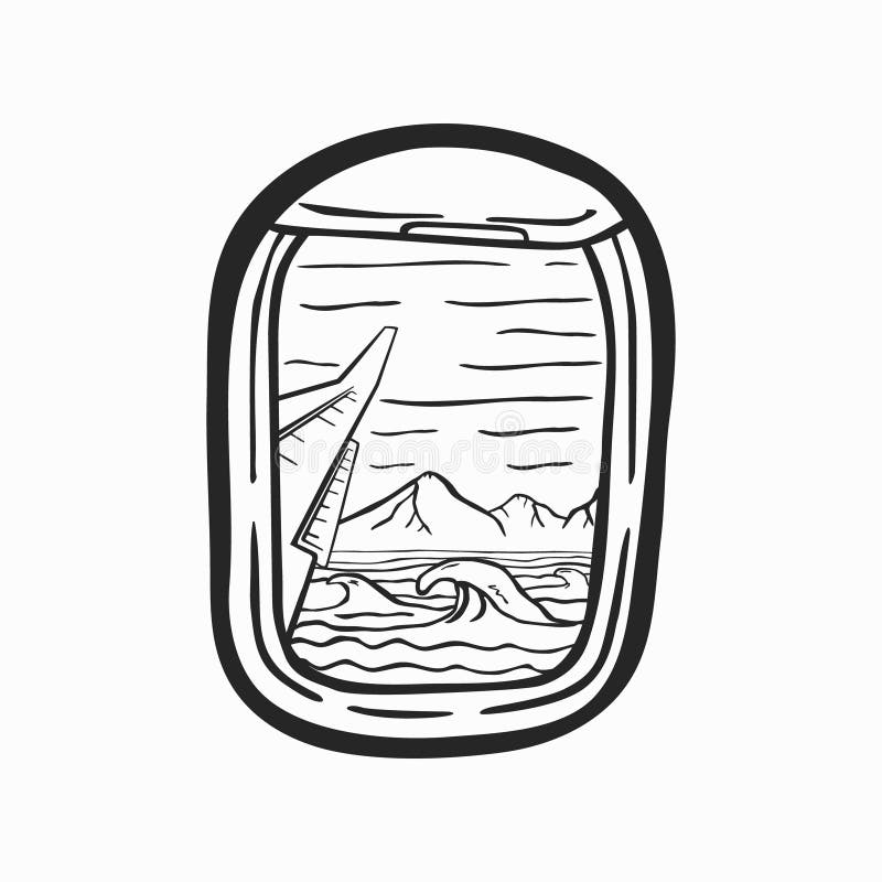 View From Airplane Window Drawing