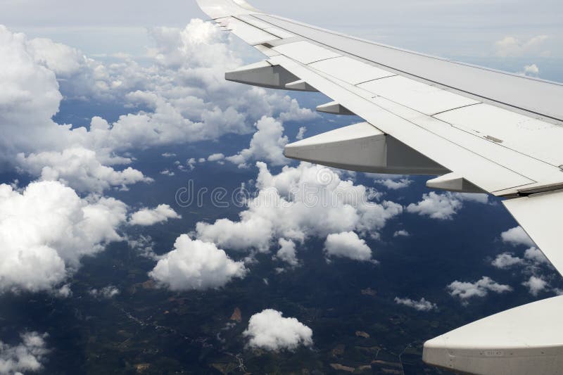 View from Airplane Window To See Sky on Evening Time Stock Photo ...