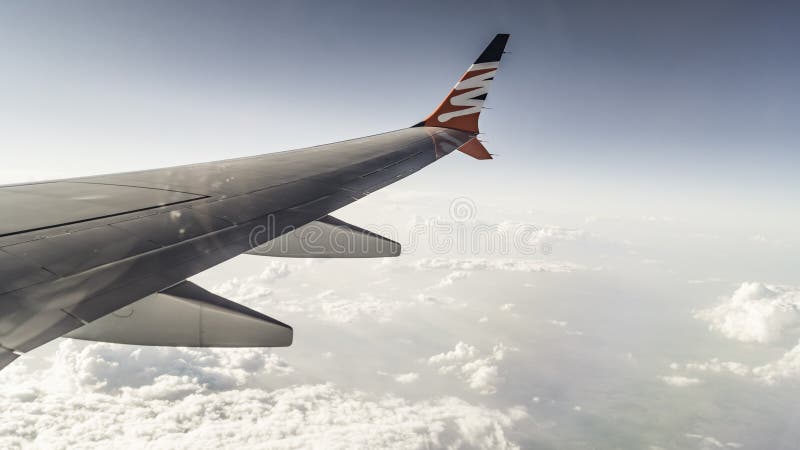 View from Airplane Window To See Sky on Evening Time. Stock Image ...