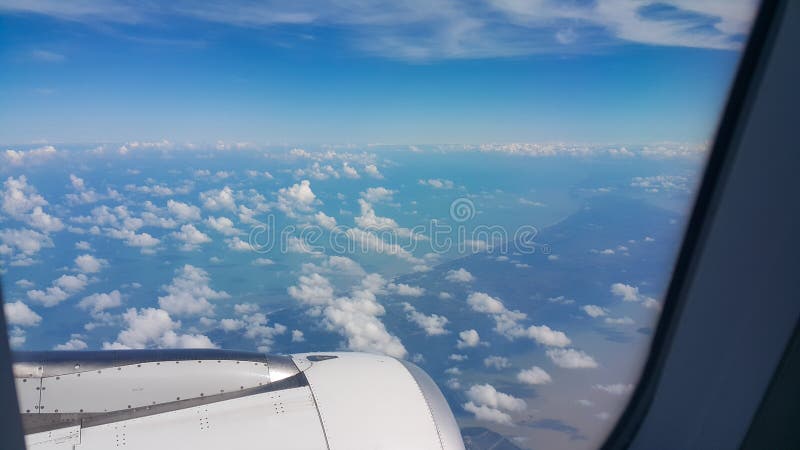 View from Airplane Window, Top View from Airplane, Clouds on the Sky ...