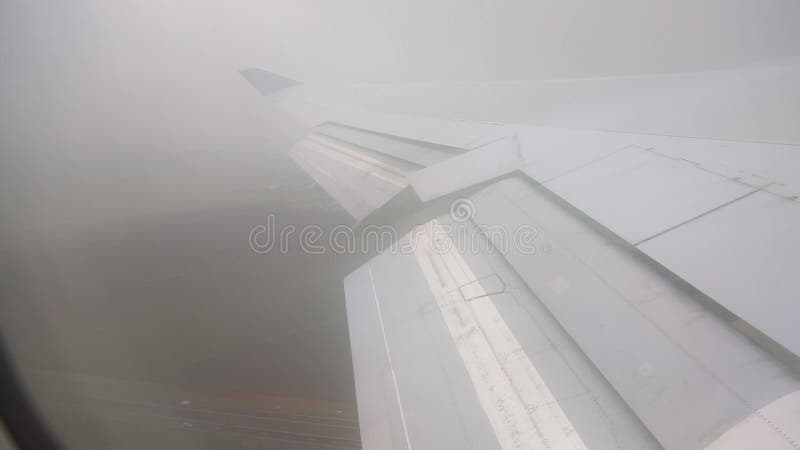 View from Airplane Window of Wing after Takeoff Rain Stock Video ...
