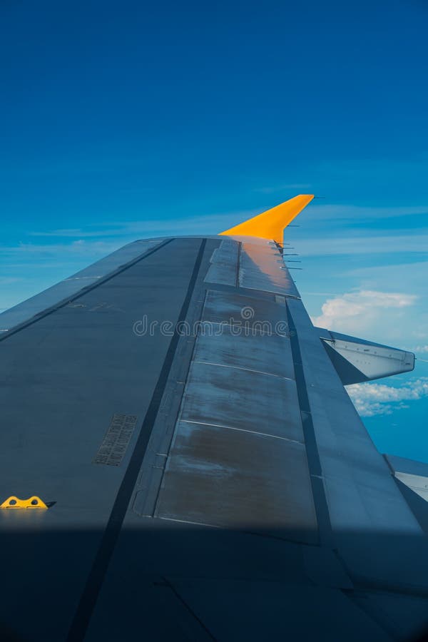 View of an Airplane Wing from Inside the Plane. Stock Image - Image of ...