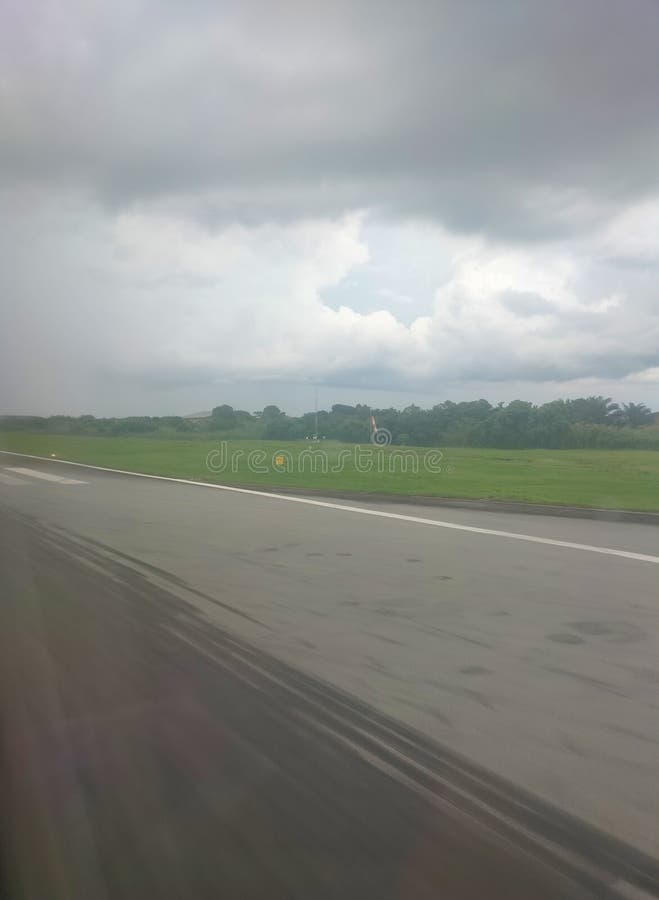 View of Airport Runway with Beautiful Sky Background Stock Photo ...