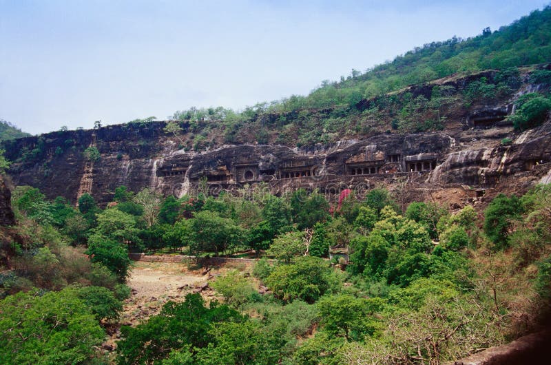Indian Rock Cut Cave View of Ajanta Caves Maharashtra India Editorial ...