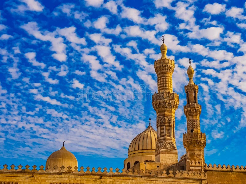 Al-Azhar Mosque in Cairo, Egypt Stock Image - Image of arch, clouds ...