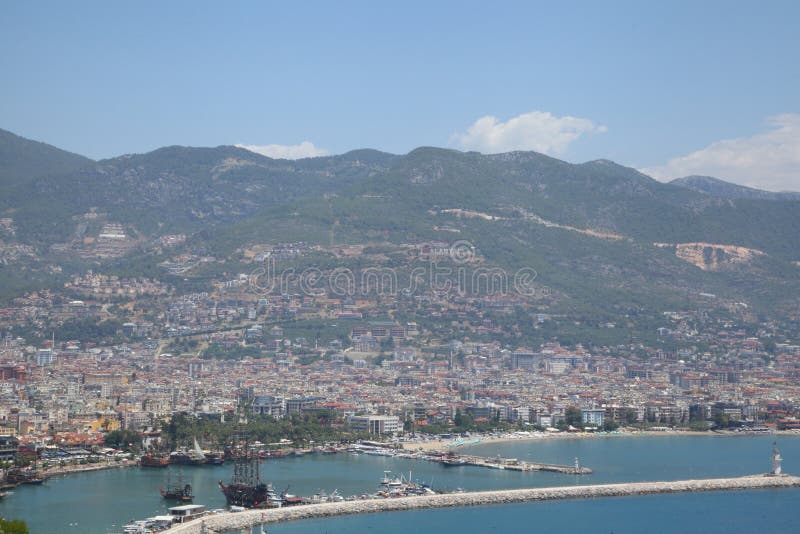 View of Alanya Harbor from Alanya Peninsula. Turkish Riviera Editorial ...