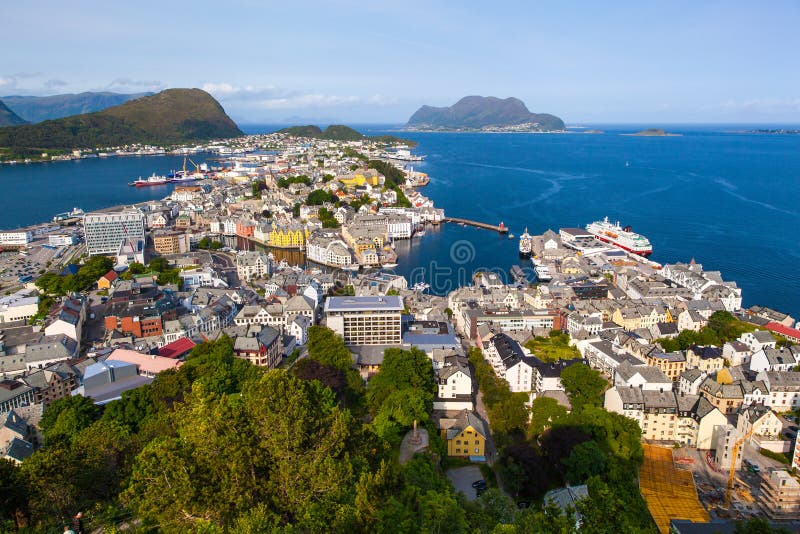 View of Alesund from Fjellstua Viewpoint, Norway Stock Photo - Image of ...
